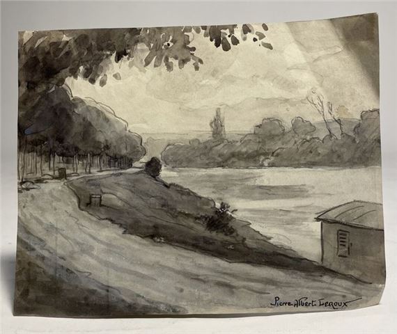 Pierre Albert Leroux | House on the riverbank | MutualArt