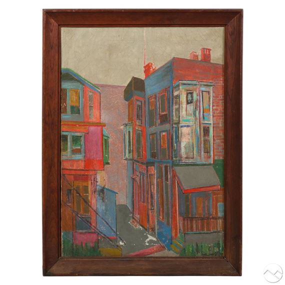 Allen Wolf | untitled 1948 abstract architectural street scene (1948 ...