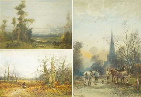 William Manners | Moonlit Horse and Cart and Figures in Woodland ...