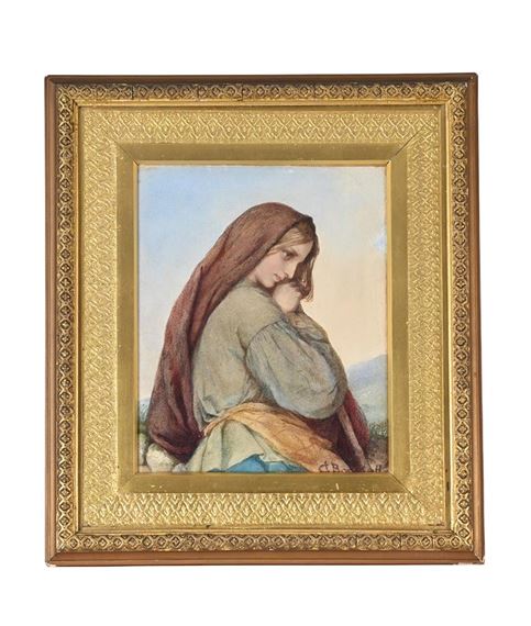 Augustus Jules Bouvier | PORTRAIT OF A GIRL WITH A SHAWL | MutualArt