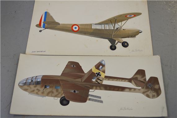 John Batchelor | group of nine gouache illustrations of military ...