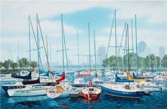 Chung S. Yoo | Large Chicago Harbor Scene | MutualArt