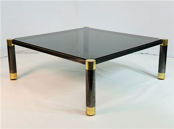 Karl Springer | Gunmetal & Brass Round Leg Coffee Table Attb to Karl ...