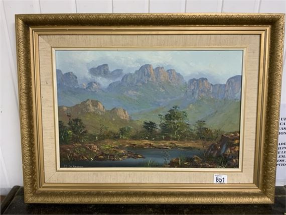 M. Le Grange | M LE GRANGE SIGNED OIL ON BOARD MOUNTAINOUS SCENE 70 X ...