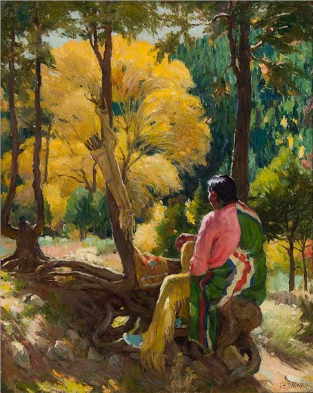 Joseph Henry Sharp | Autumnal Teepees | MutualArt