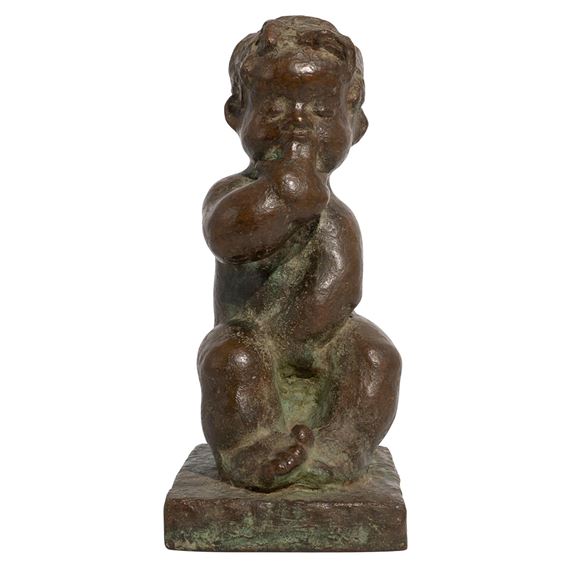 Continental School, 20th Century | A seated nude boy with right hand ...