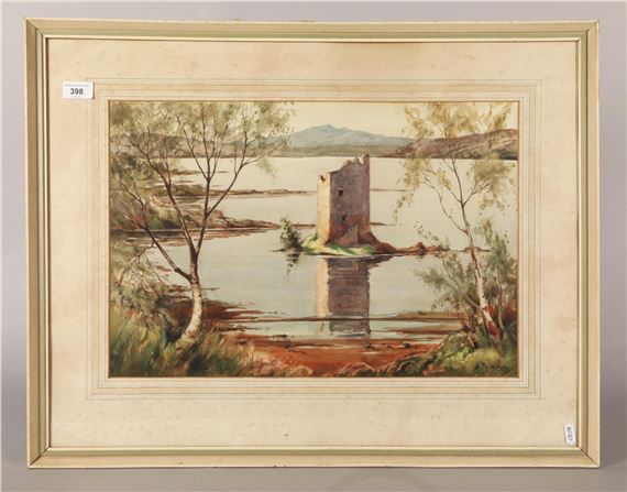A. Stewart | castle in a loch | MutualArt