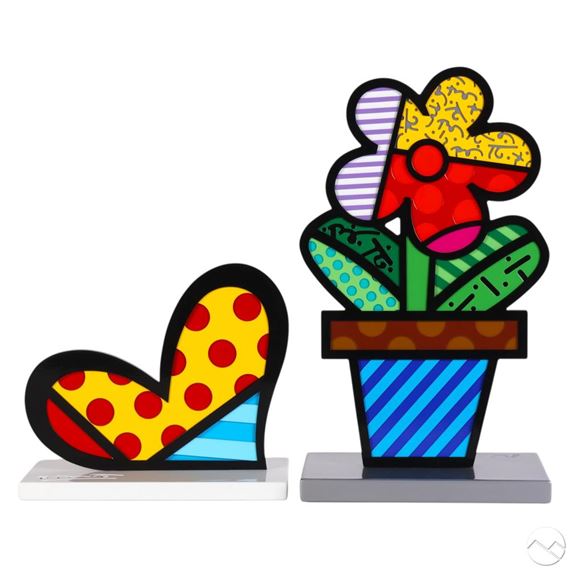 Romero Britto | Heart & Flower Sculpture | MutualArt