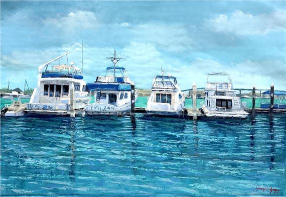 Mauricio Garay | Boats in the Marina | MutualArt