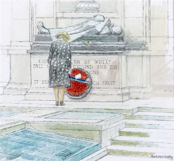 Michael Noakes | The Queen Laying a wreath | MutualArt