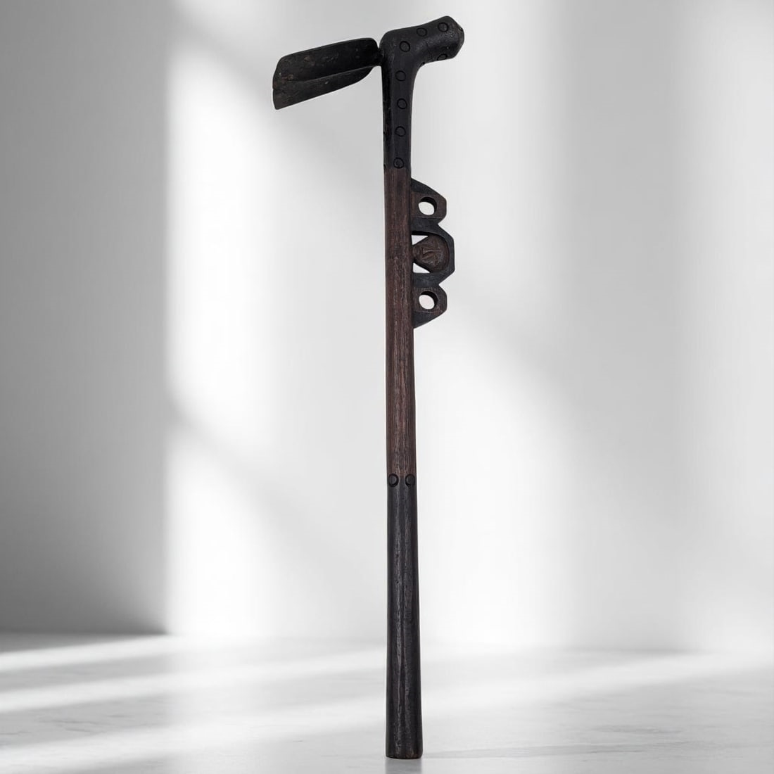 African School | An Antique African Ceremonial Iron Adze With A Carved ...
