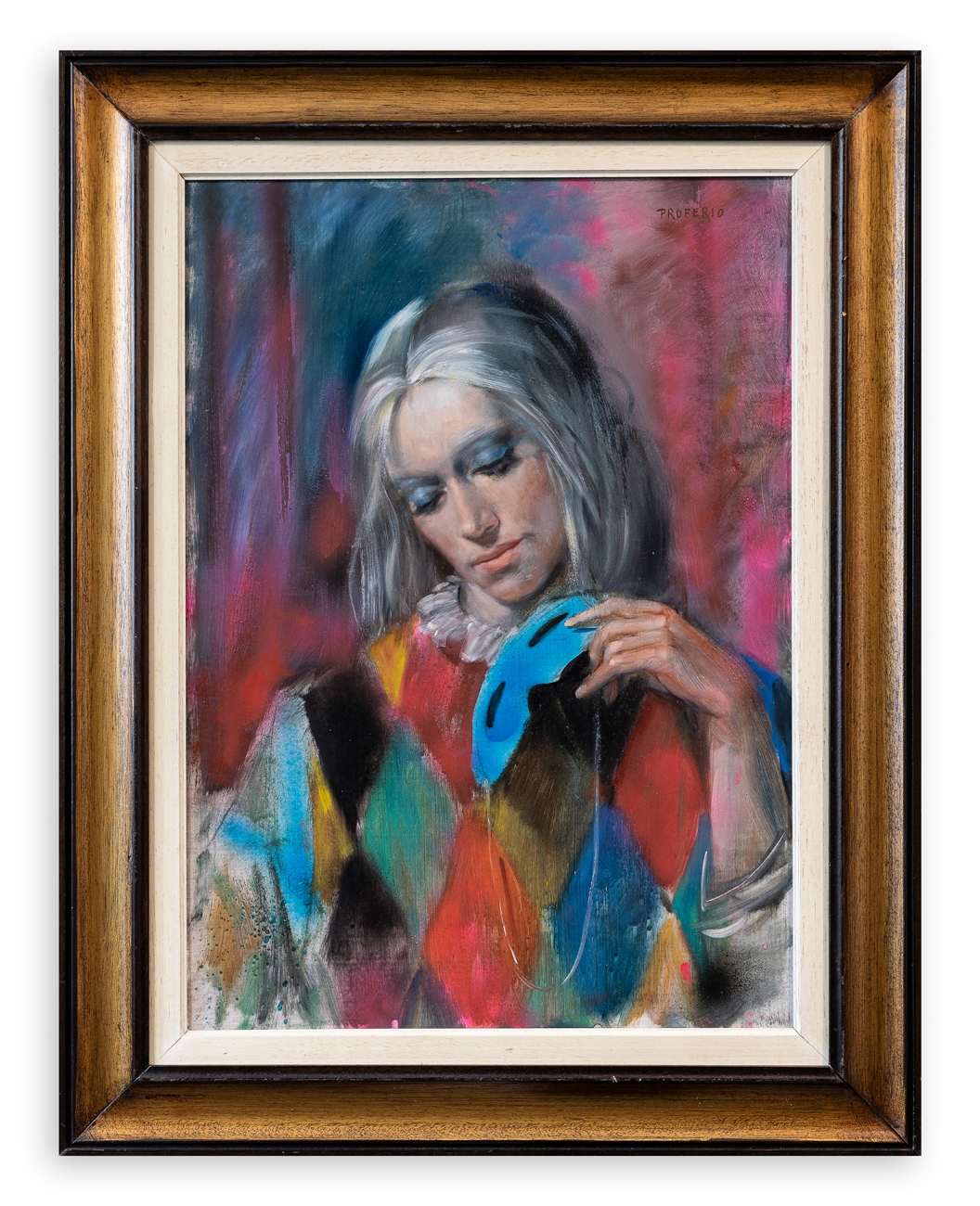 Proferio Grossi | Arlecchina con maschera azzurra | MutualArt