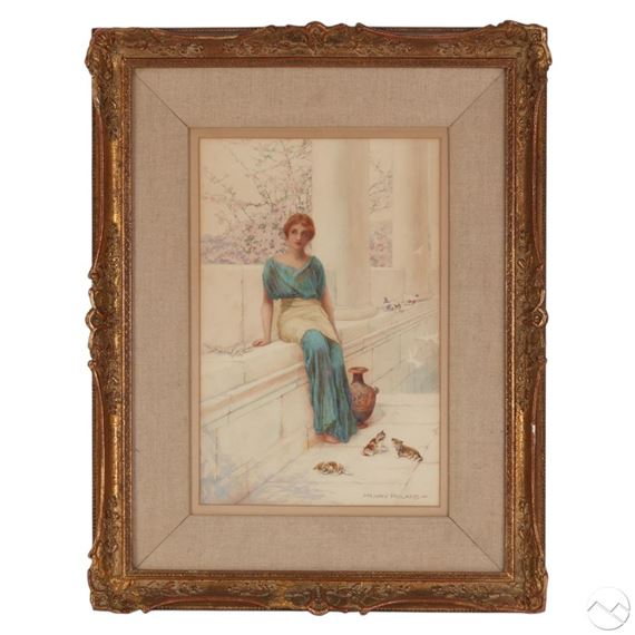 Henry Ryland | Woman with Cats | MutualArt