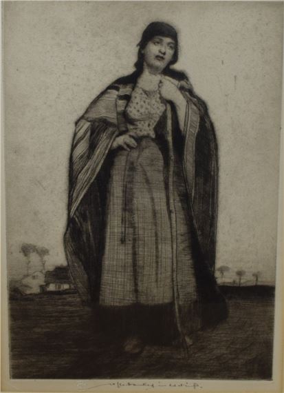 William Lee-Hankey | robust country woman with hazel stick | MutualArt