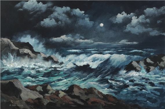 N. Englefield | Choppy sea under moonlight (20th Century) | MutualArt