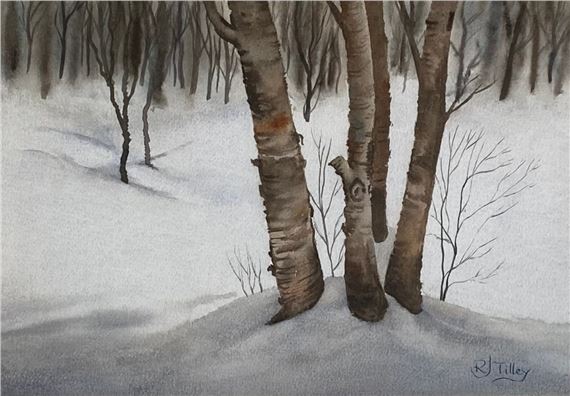 R. J. Tilley | birch trees in a winter landscape (20th Century) | MutualArt