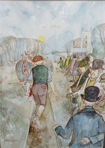 Colin Carr | Large framed watercolour depicting ploughing match (1977 ...