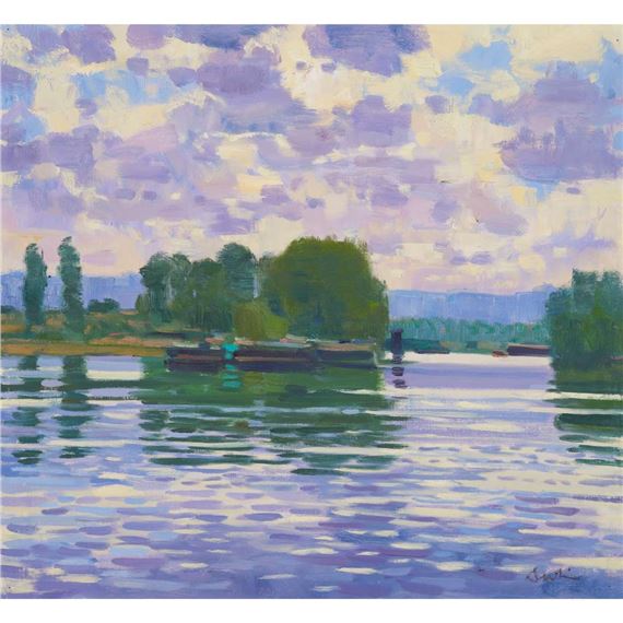 George Devlin | SEINE BARGES NEAR SANDRANCOURT | MutualArt