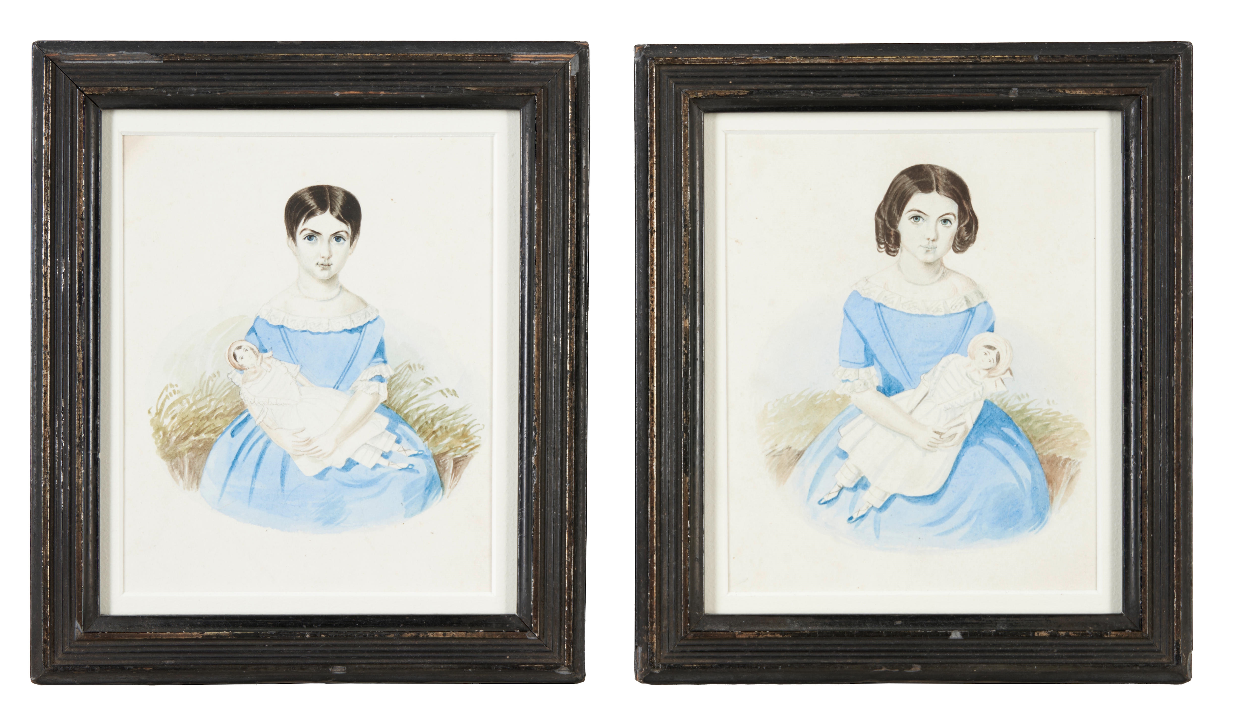Henry Walton | Two Portraits of Girls with Dolls | MutualArt