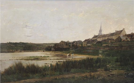 Auguste Allonge | VISTA DE UNA CIUDAD DESDE LAS AFUERAS (1889) | MutualArt