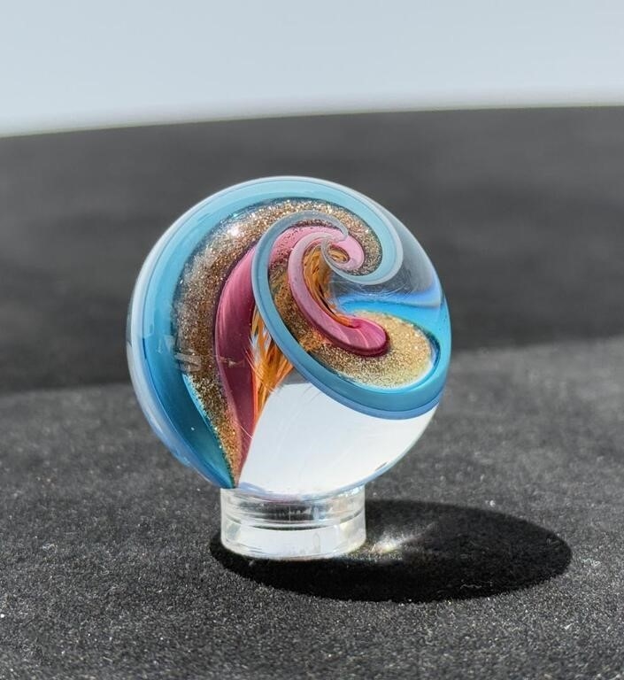 Geoffrey Beetem | Ribbon Lutz Art Glass Marble (2017) | MutualArt