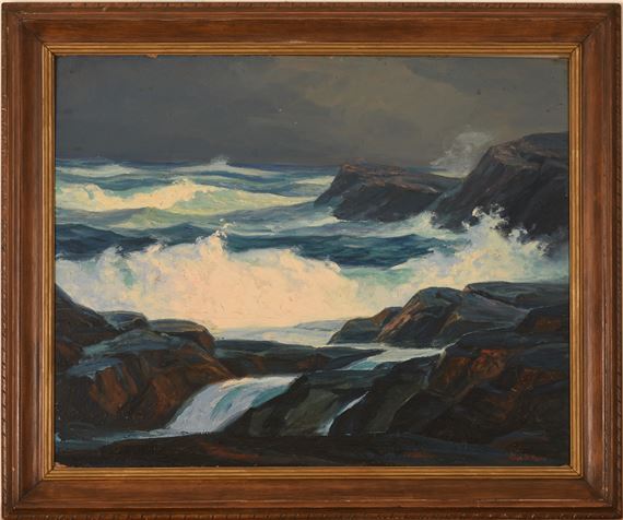 Charles St. Pierre | CHARLES ST. PIERRE SEASCAPE WITH WAVES CRASHING ON ...