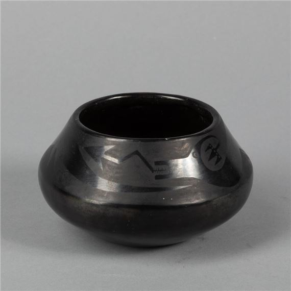 Maria Montoya Martinez | Black on Black Pottery Jar with Avanyu Design ...