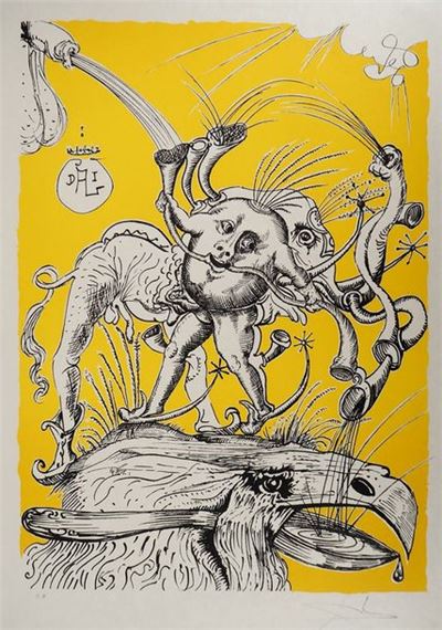 Salvador Dalí | Pantagruel, Knight riding the bird (1973) | MutualArt