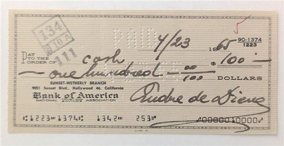 Andre de Dienes | Vintage 1965 Bank Check Hand Signed (1965) | MutualArt