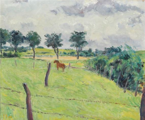 Sigurd Swane | Field landscape with a horse | MutualArt