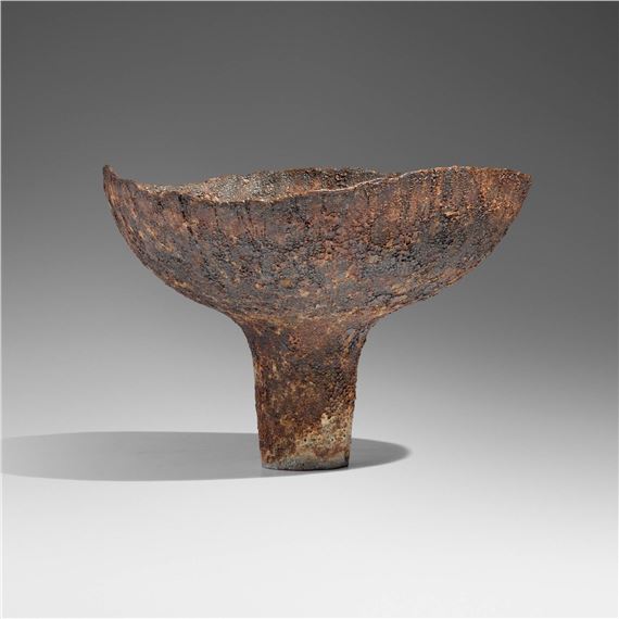 Otto Natzler | Triangular bowl on tall base (1986) | MutualArt