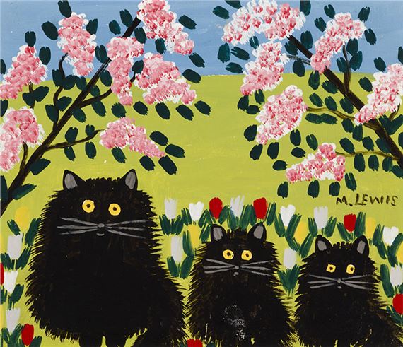 Maud Lewis | Three Black Cats | MutualArt