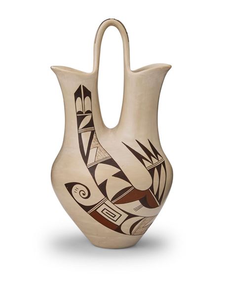 Joy Navasie | A Hopi/Tewa polychrome white slip pottery wedding vase ...