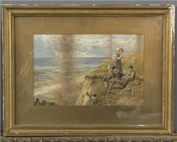 Myles Birket Foster | children seated on a cliff above the sea ...