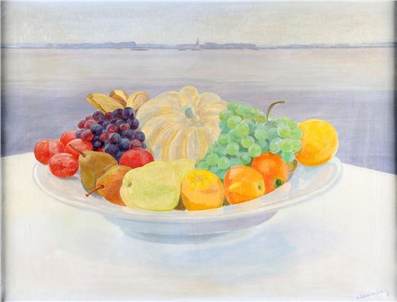 Dirk Smorenberg | Fruitstilleven met op de achtergrond de Loosdrechtse ...