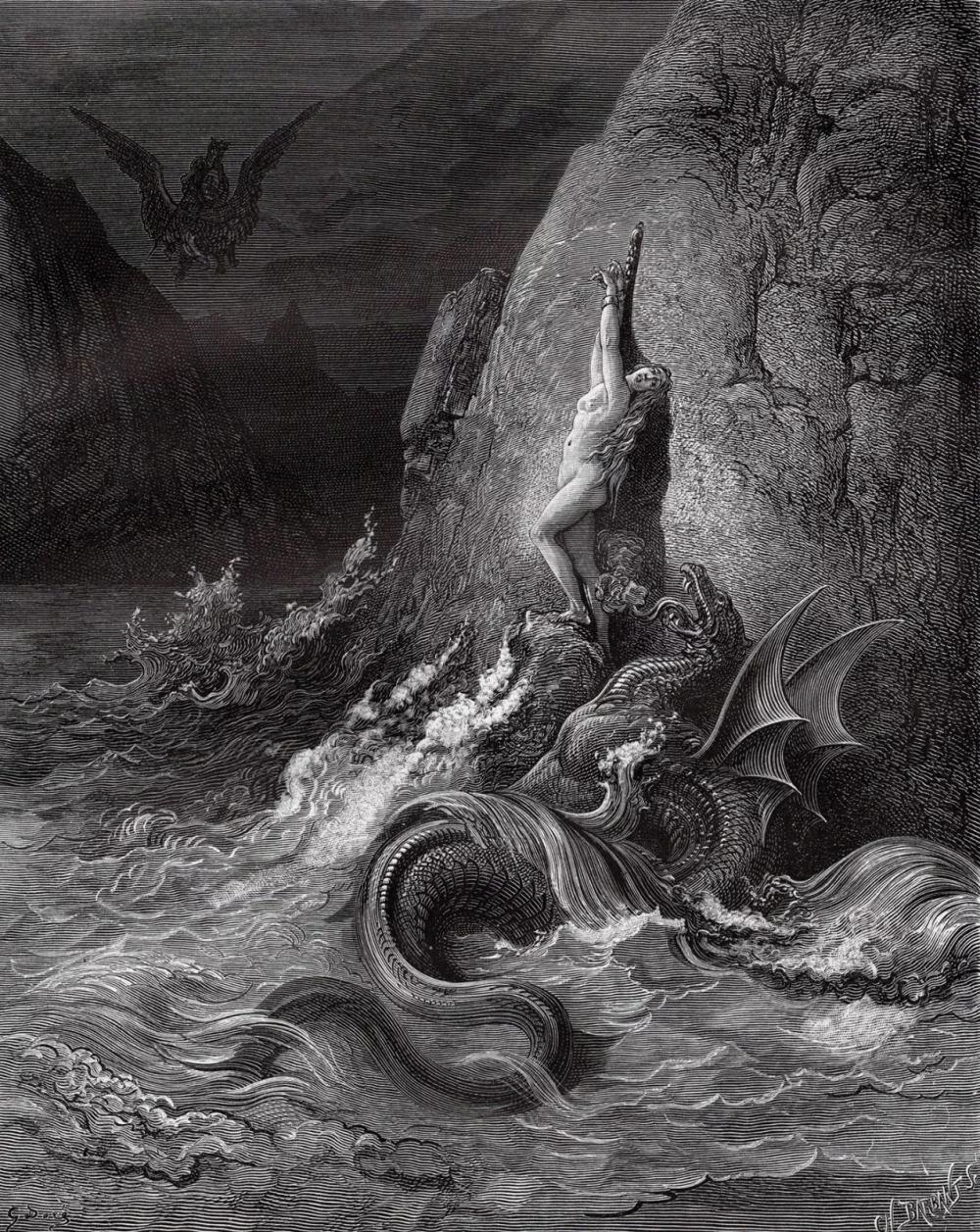 Gustave Doré | Ruggiero comes to Angelica's Aid (1880) | MutualArt