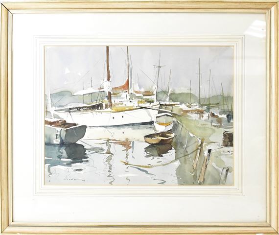 Edward Wesson | Sailboats in harbour | MutualArt