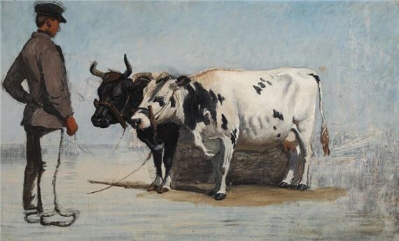 Christian Blache | A guard boy with his cows | MutualArt