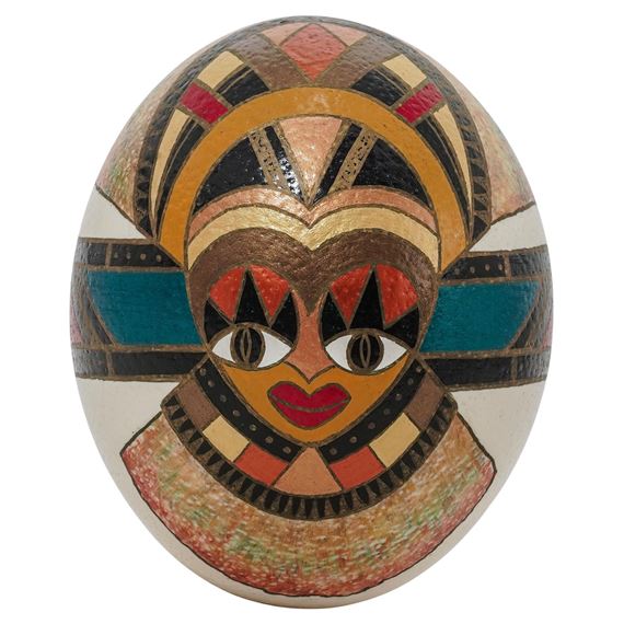 Misha | African Hand Painted Spirit Mask Ostrich Egg (20) | MutualArt