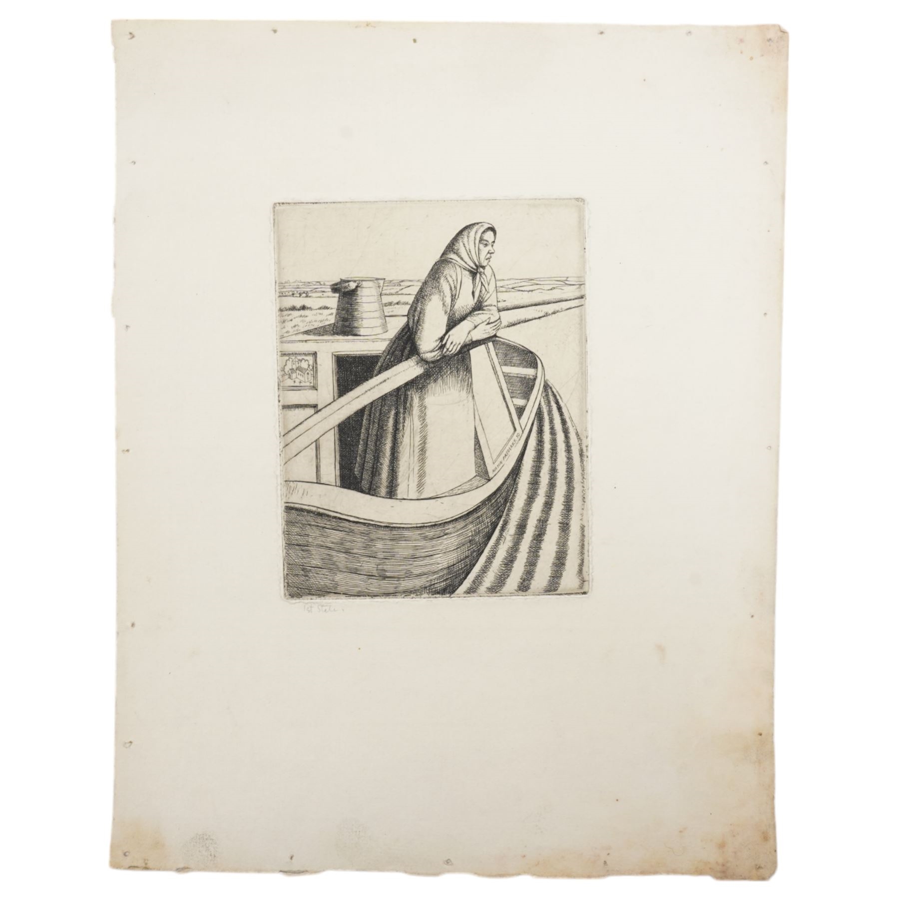 Frederick George Austin | A Woman on her Houseboat (1930) | MutualArt