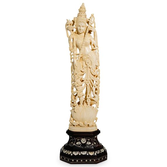Indian School, 20th Century | Hindu Saraswati Goddess Bone Carving ...