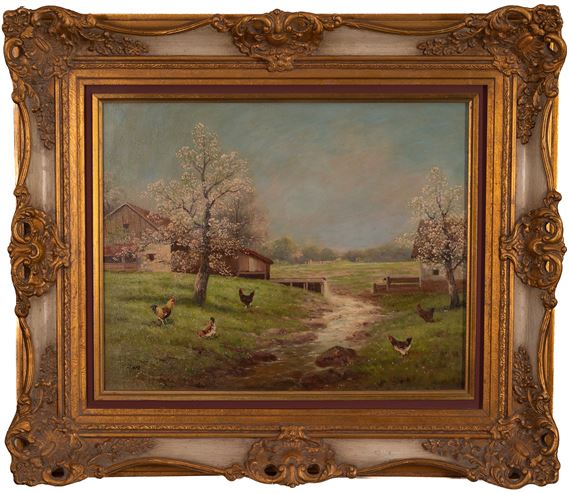Joseph Thomas Rolph | Farm scene with chickens | MutualArt