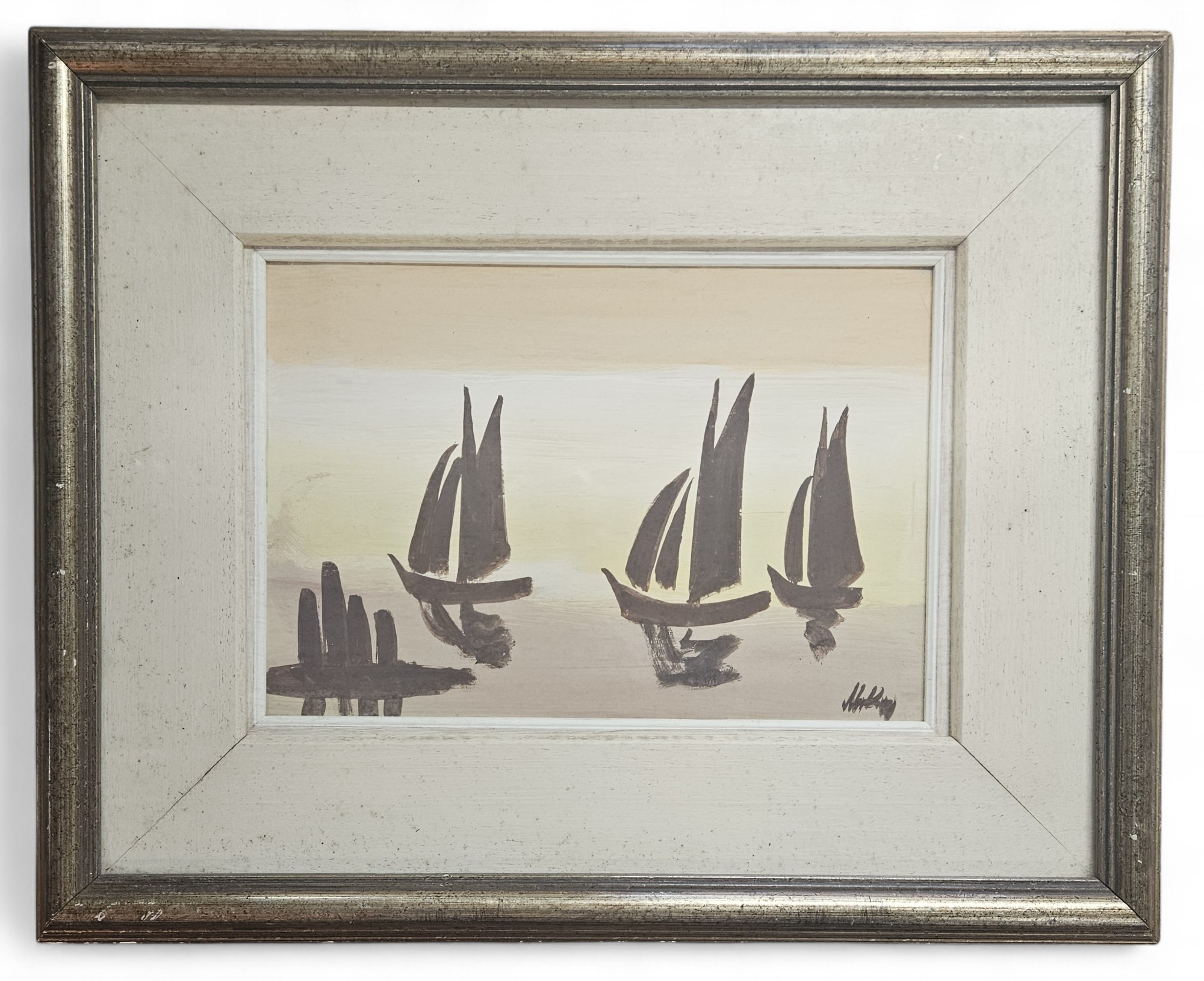 Markey Robinson | An Oil On Card of boats in an estuary | MutualArt