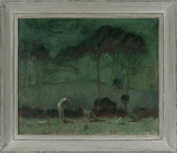 Frederick Leist | Man with Kangaroo at night | MutualArt