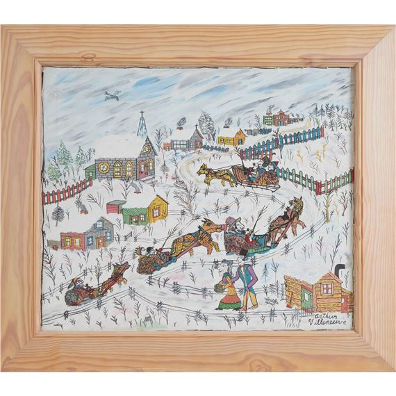 Arthur Villeneuve | VILLAGE ANIMÉ EN HIVER (1964) | MutualArt