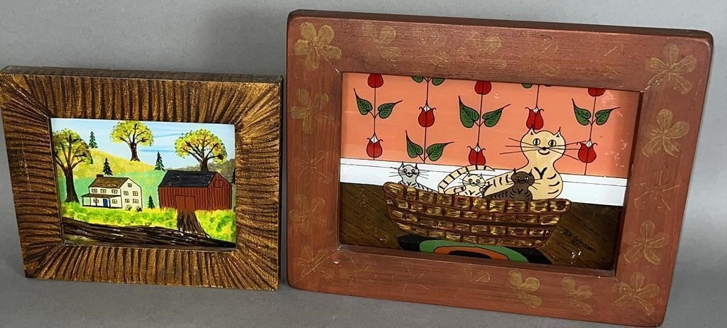 David W. Gottshall | Brown tabby cat in basket with three kittens, the ...