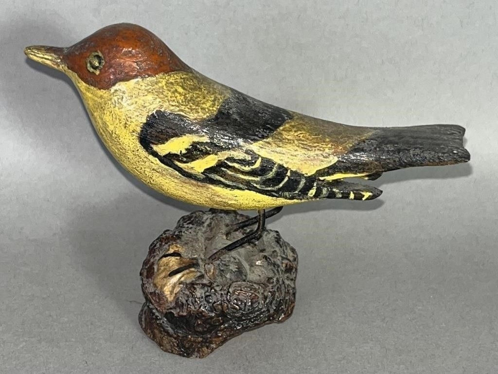Joseph Moyer | Fine polychrome painted folk art bird (1946) | MutualArt