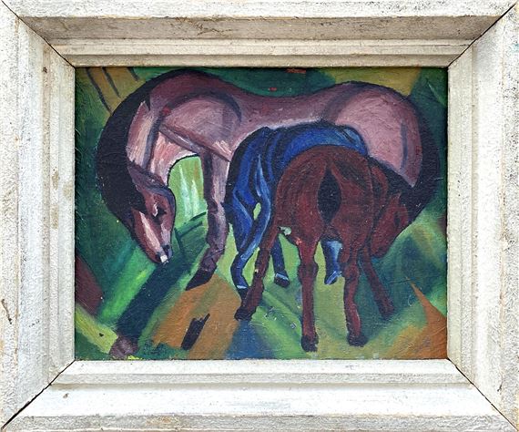 Franz Marc | Stute mit Fohlen (Mare with Foals) (Circa 1912) | MutualArt