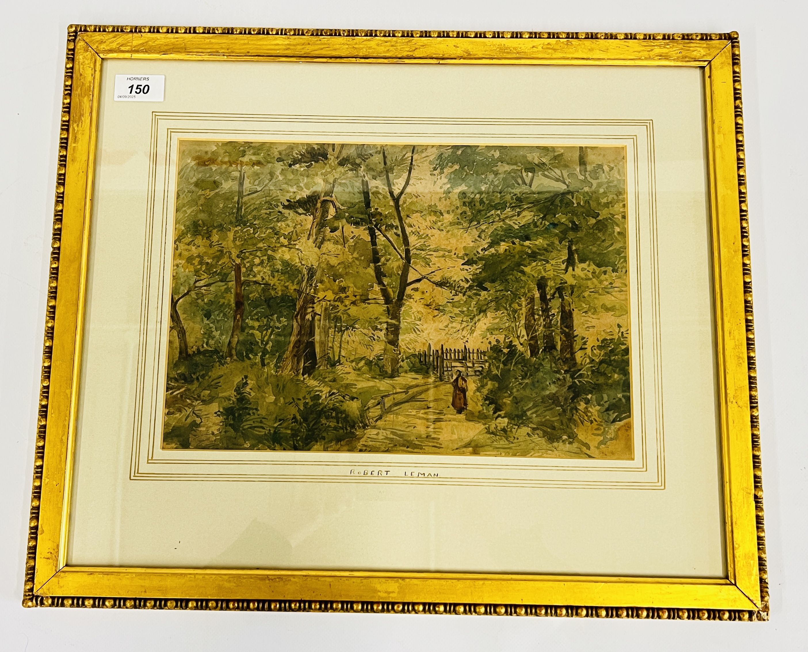 Robert Leman | A FRAMED AND MOUNTED WATERCOLOUR DEPICTING A WOODLAND ...