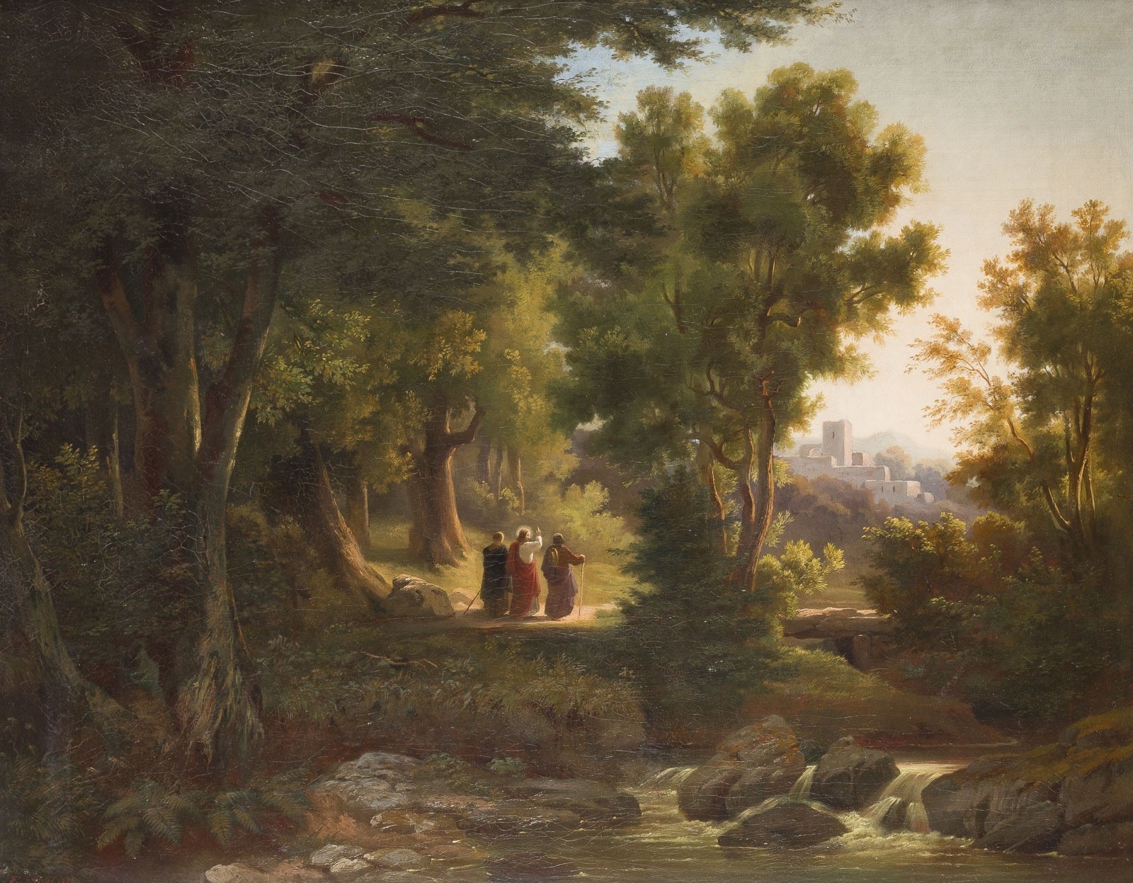Eduard Stiegel | IDEALIZED LANDSCAPE WITH CHRIST AND TWO APOSTLES (1863 ...